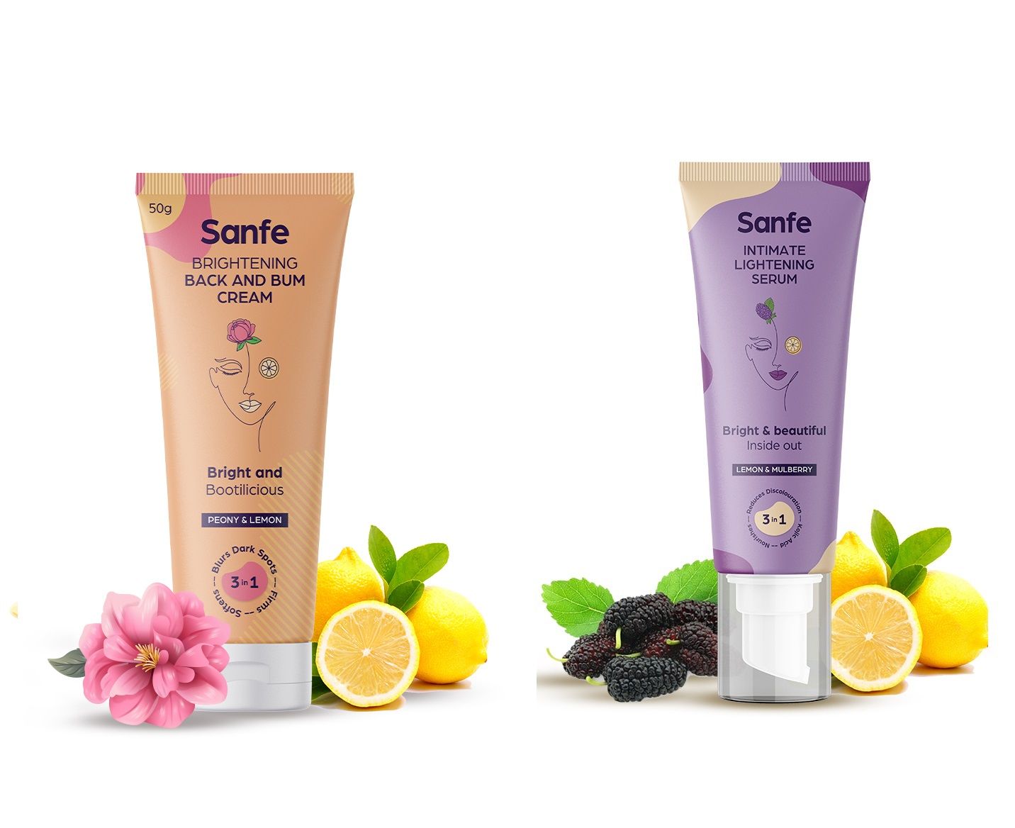Sanfe Intimate Lightening Serum & Brightening Back And Bum Cream Combo ...