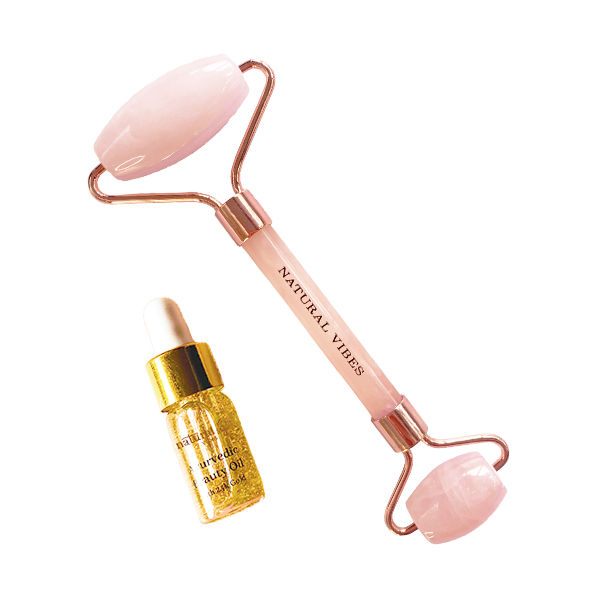 Natural Vibes Rose Quartz Roller & Massager for Face, Neck and Under ...