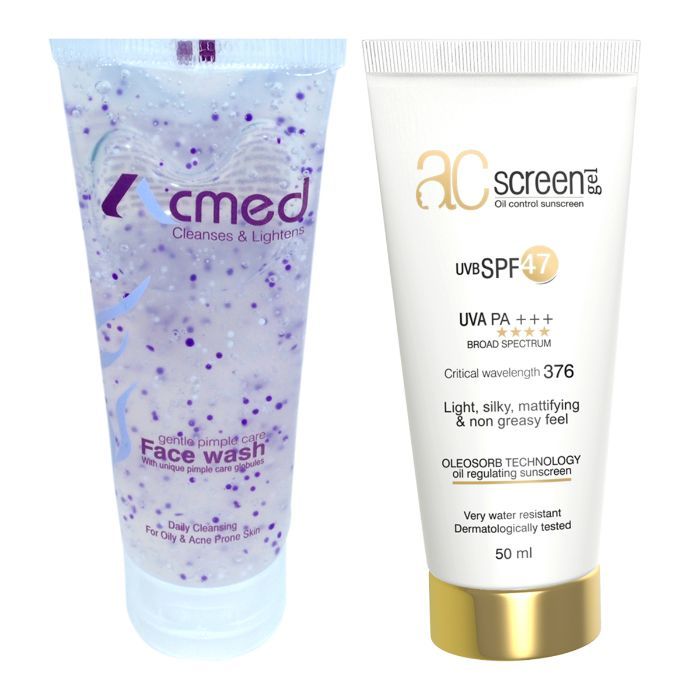 Acmed Pimple Care Face Wash 70 g and Acscreen Sunscreen For Oily And ...