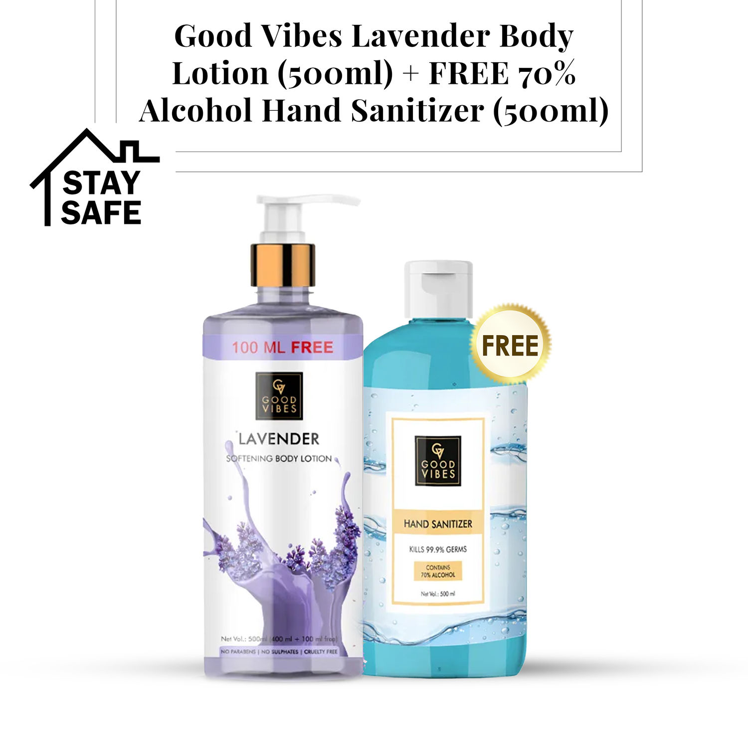 Good Vibes Lavender Body Lotion (500ml) + FREE 70% Alcohol Hand ...