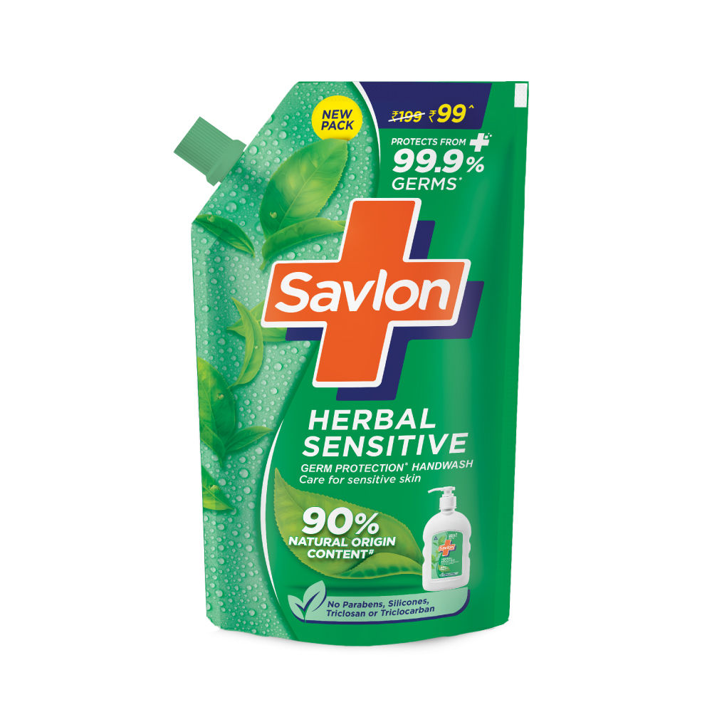 Savlon Herbal Sensitive pH balanced Liquid Handwash Refill Pouch, 750ml