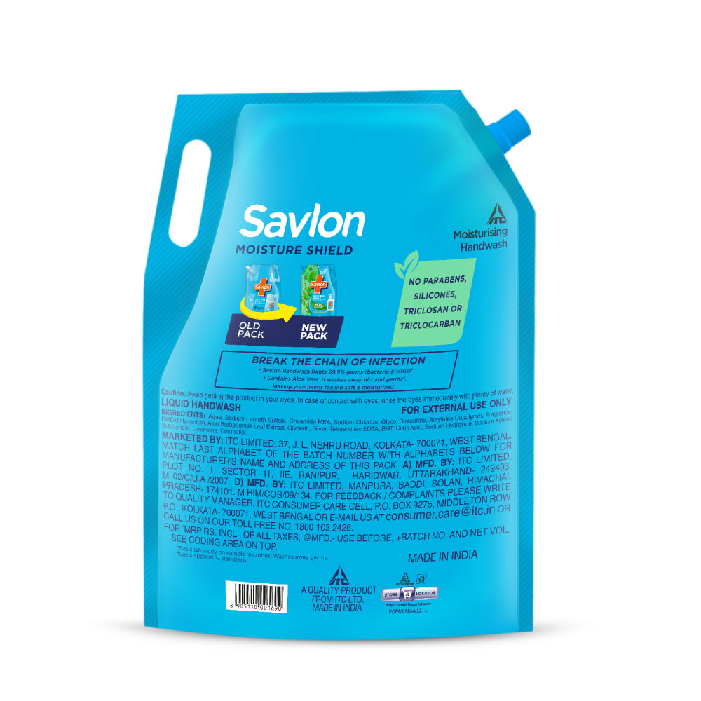 Savlon Moisture Shield Germ Protection Liquid Handwash Refill Pouch, 1500ml