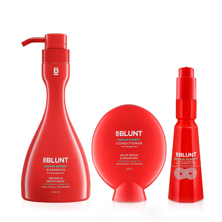 BBLUNT Repair Remedy Shampoo, Conditioner & Leave-In Cream Combo