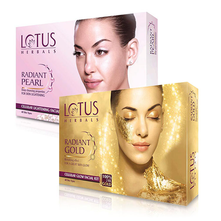 Lotus Herbals Radiant Gold Cellular Glow Facial Kit And Pearl Cellular