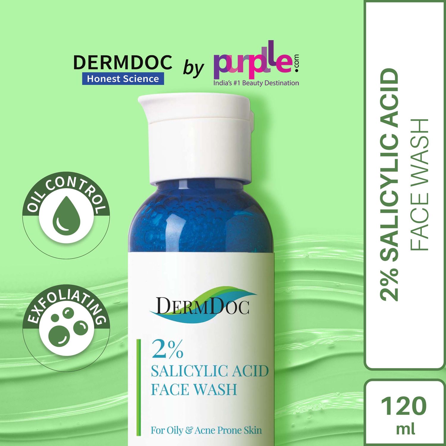 Dermdoc 2% Salicylic Acid Face Wash For Oily and Acne Prone Skin Type (120 ml)