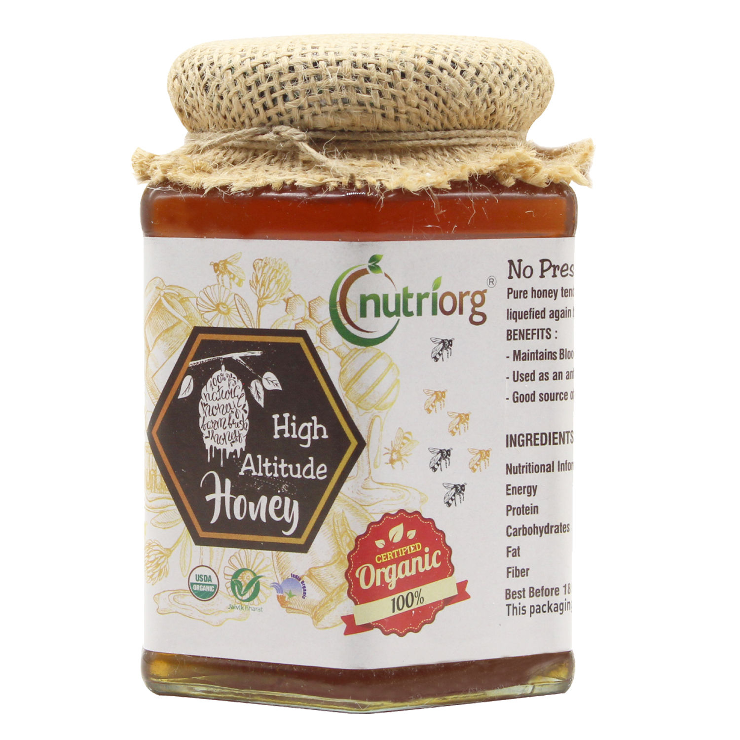 Nutriorg Certified Organic High Altitude Honey 500g