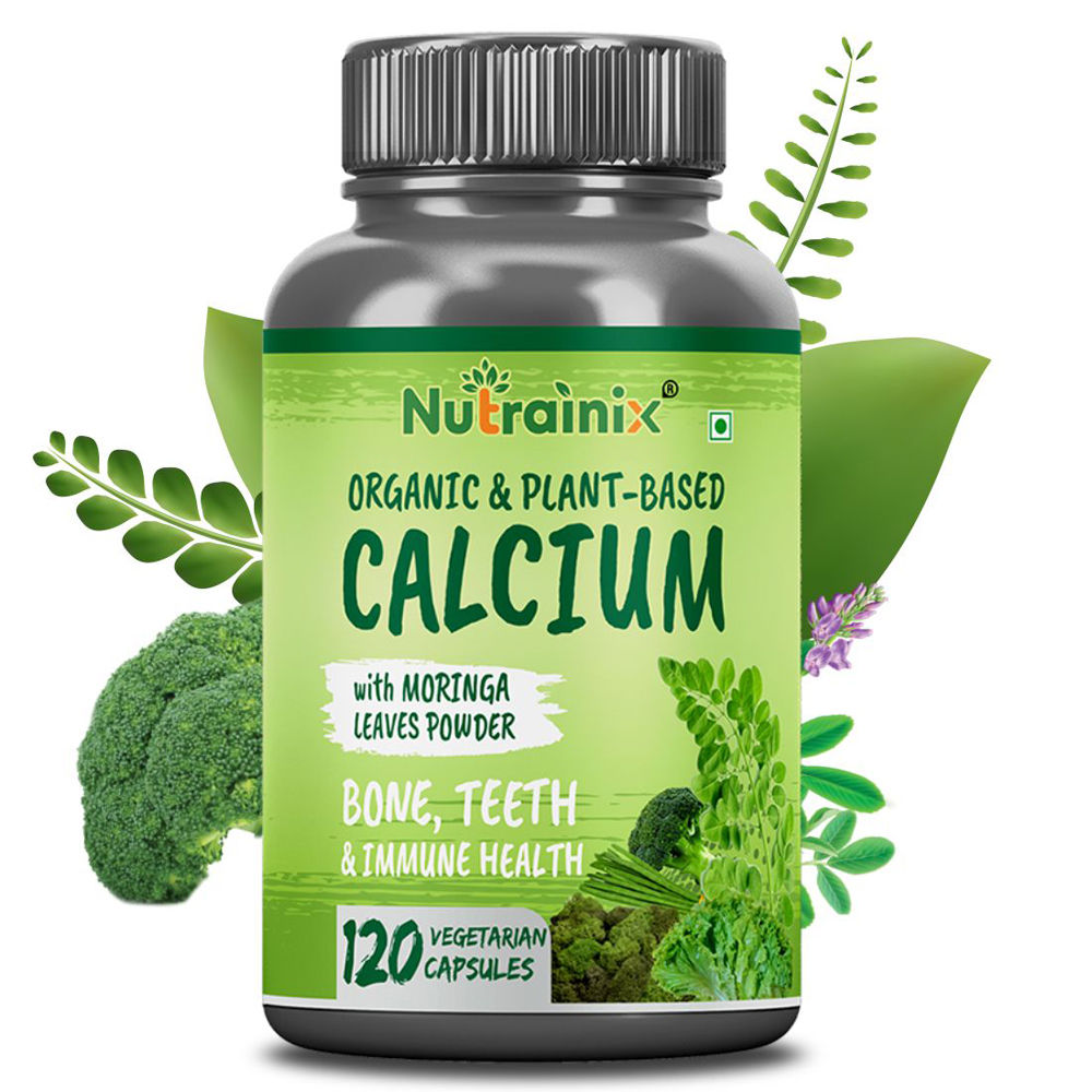 Nutrainix Certified Organic & Plant-Based Calcium 650mg for Bone ...
