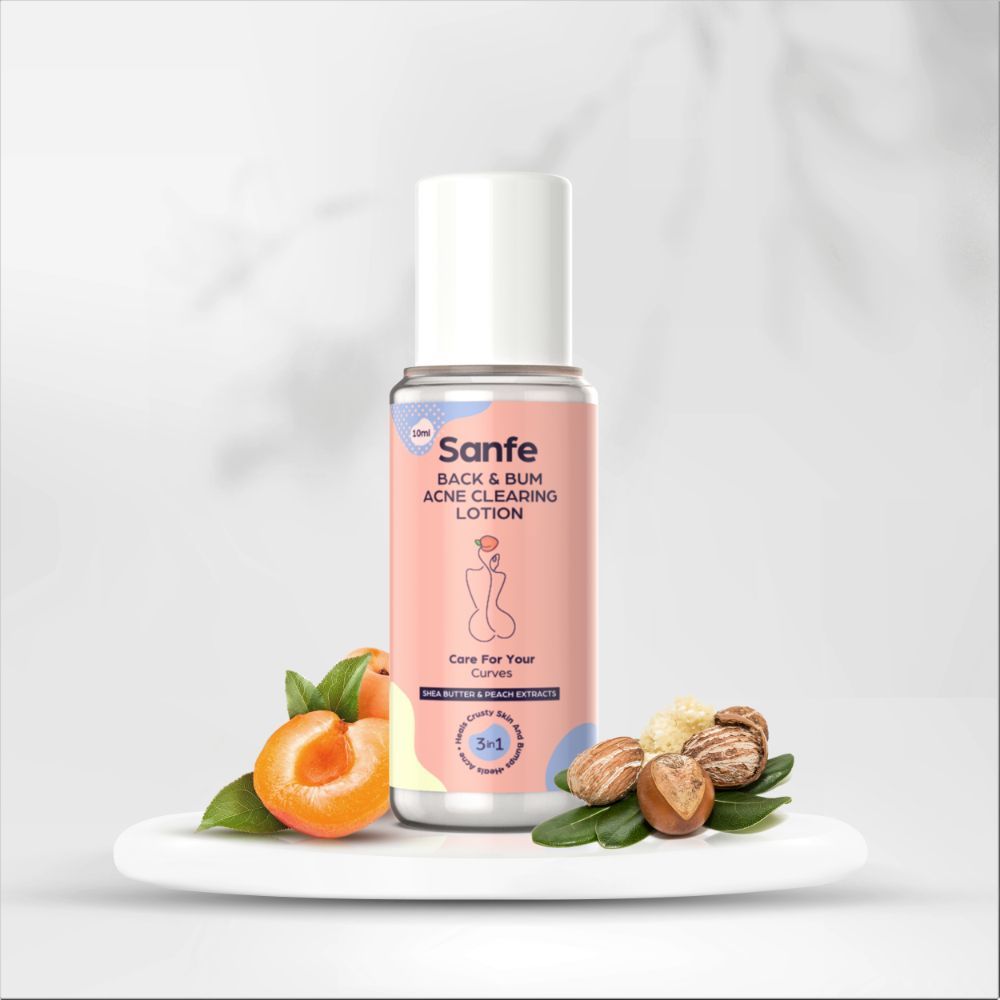 Sanfe Back & Bum Acne Clearing Lotion with Shea Butter & Peach extracts ...