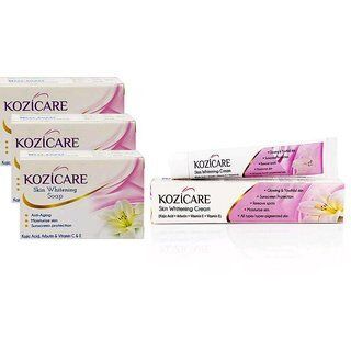 Kozicare Skin Whitening Kit 3 Soap + 1 Cream (For Whiter & Brighter Skin)