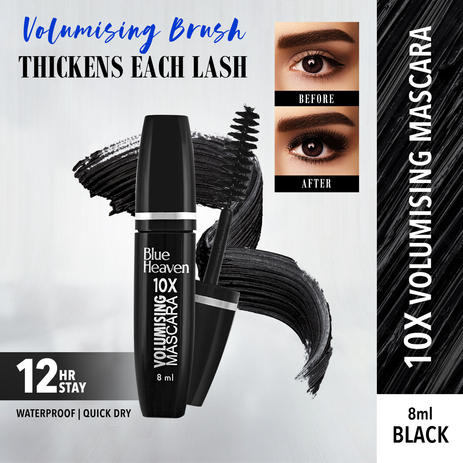 Blue Heaven 10x Volumising Mascara, Black, 8ml
