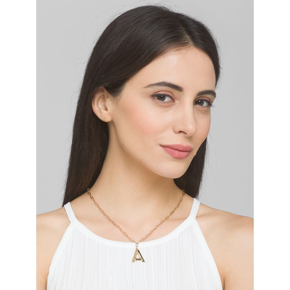 Lilly & Sparkle Alloy Gold Petite Link Chain Pendant Necklace For Women
