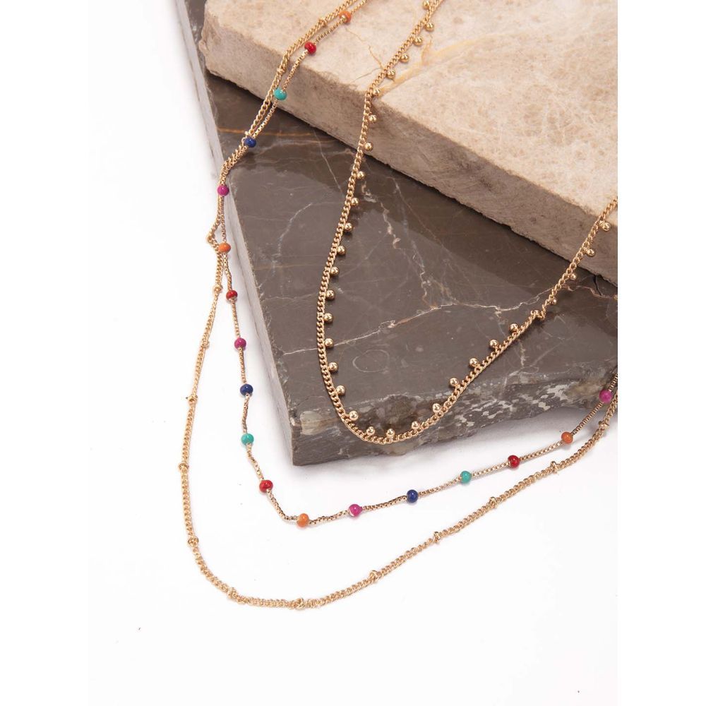 Lilly & Sparkle Alloy Gold Toned 3 Layered Box Chains With Small Balls ...