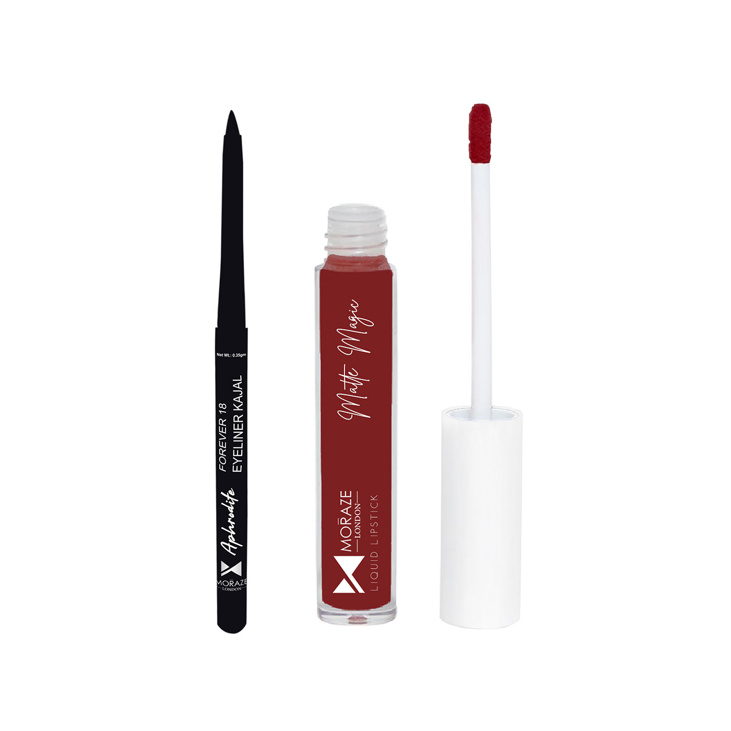 Moraze Pack of Kajal (Forever 18) - 0.35 GM, and Lipstick (No Regrets ...