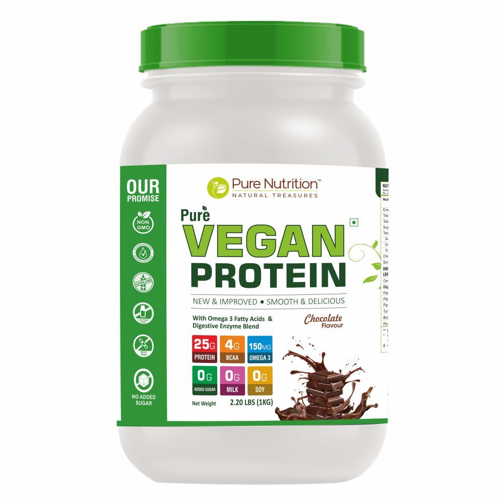 Pure Nutrition Pure Vegan Protein with Omega 3 Fatty Acids & Digestive ...
