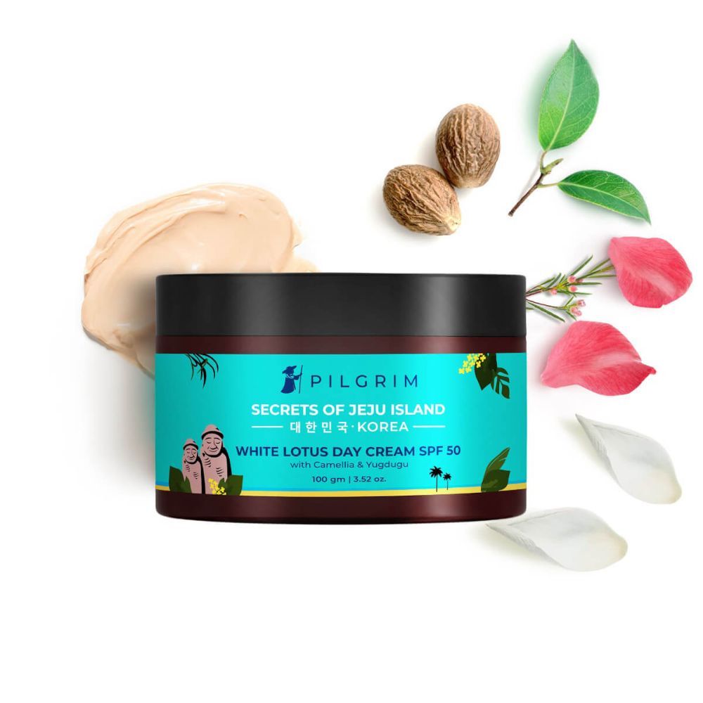 Pilgrim White Lotus Skin Brightening Day Cream with SPF 50, 100g