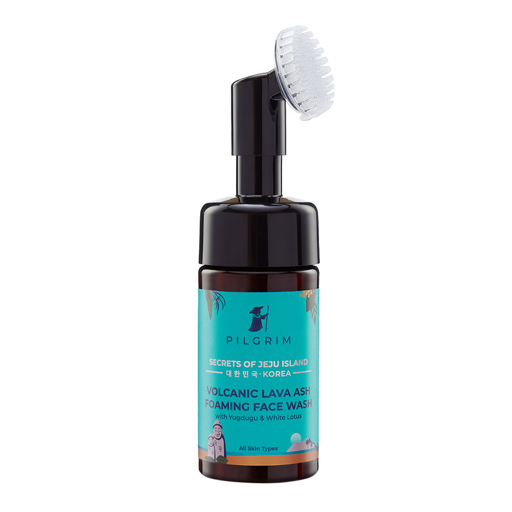 Pilgrim Volcanic Lava Ash Foaming Face Wash with in-built Brush, 120ml