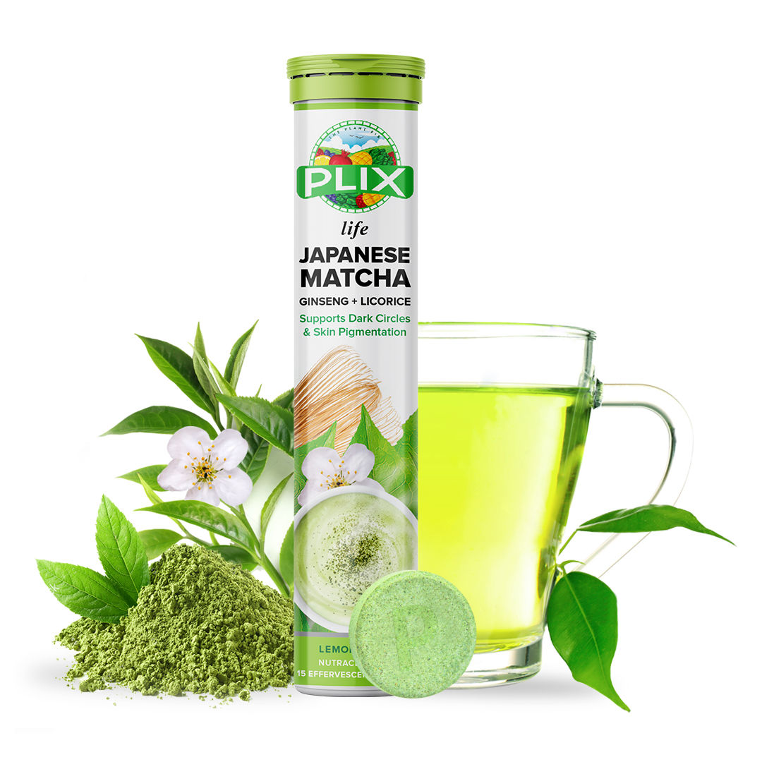 Plix Life Japanese Matcha Effervescent Tablets - Dark Circles & Skin ...
