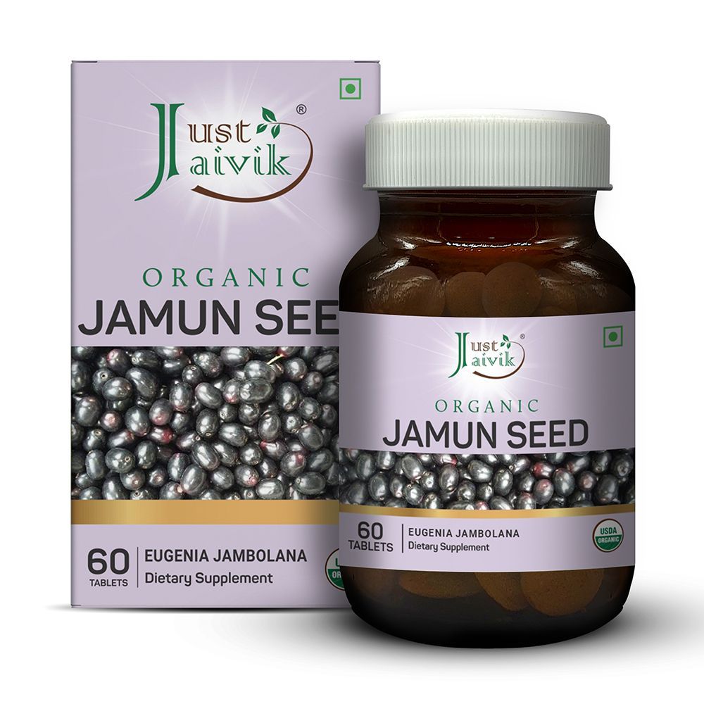 Just Jaivik Organic Jamun Seed Tablets 600mg 60 Tablets