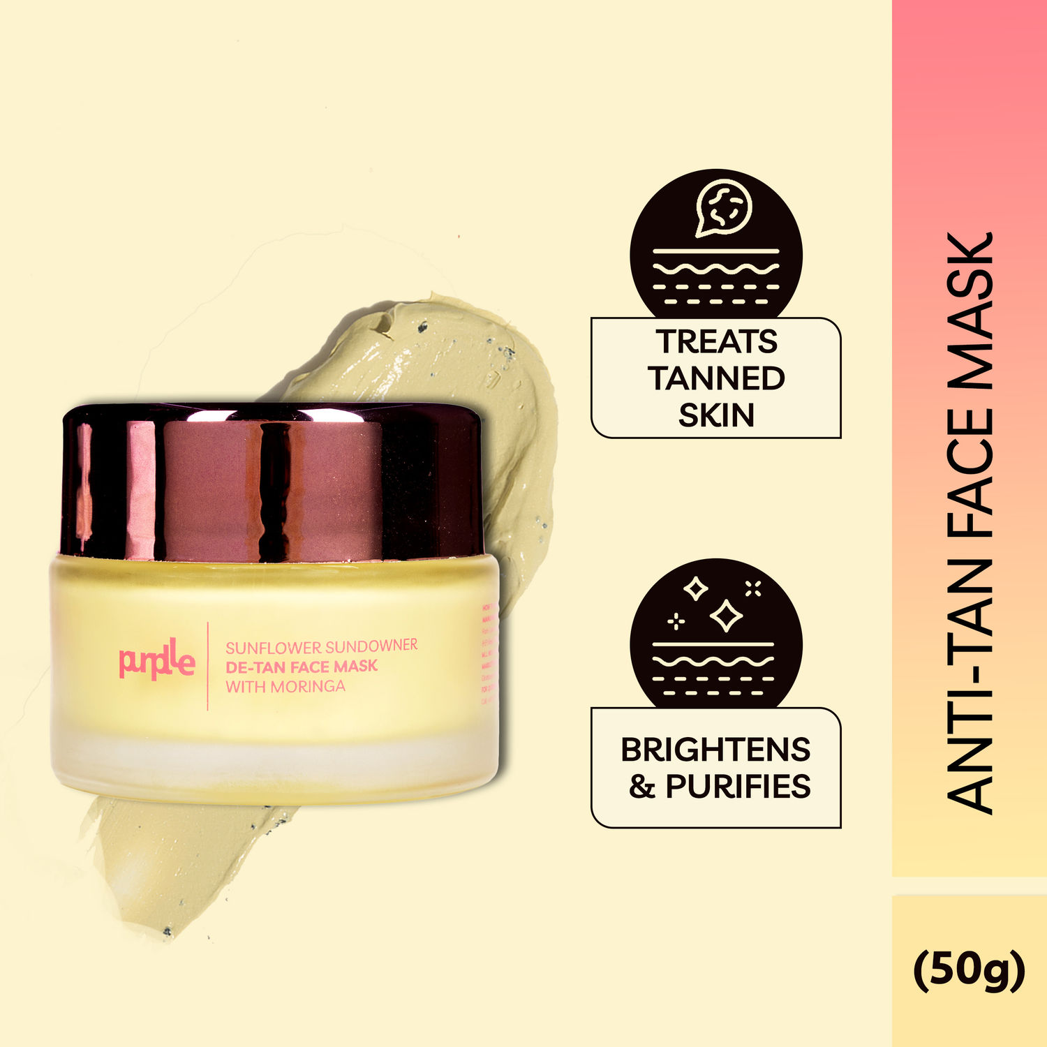 Purplle Sunflower Sundowner Anti-tan Face Mask with Moringa (50g)