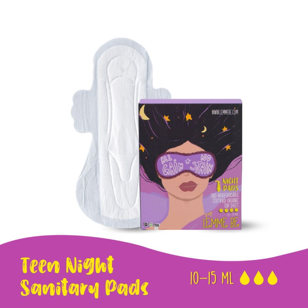 Lemme Be Sanitary Night Pads (Box of 7) 100% Cotton Certified Biodegradable