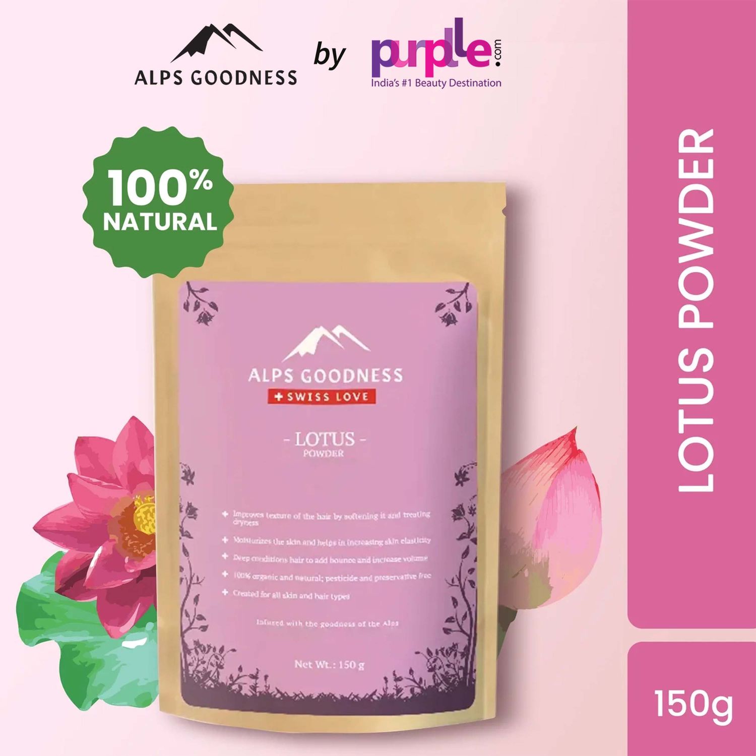 Buy Alps Goodness Powder - Lotus (150 gm) Online | Purplle