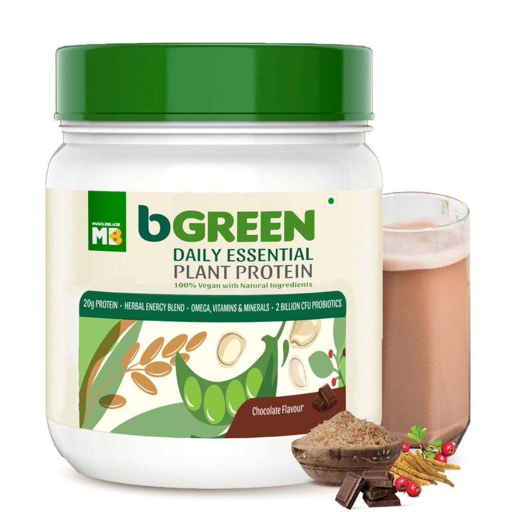 bGREEN Daily Essential Plant Protein by MuscleBlaze, Chocolate, 500g