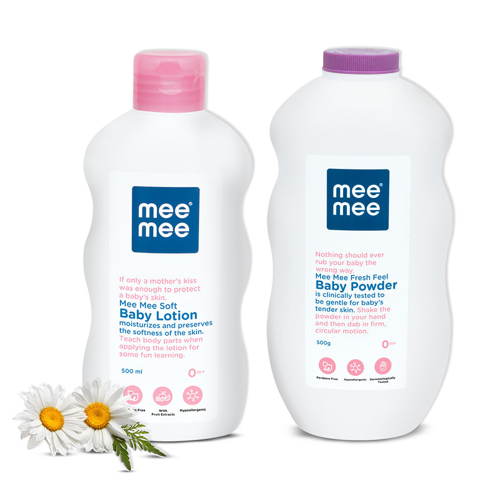Mee Mee Soft Baby Lotion and Fresh Feel Baby Powder (500 ml)