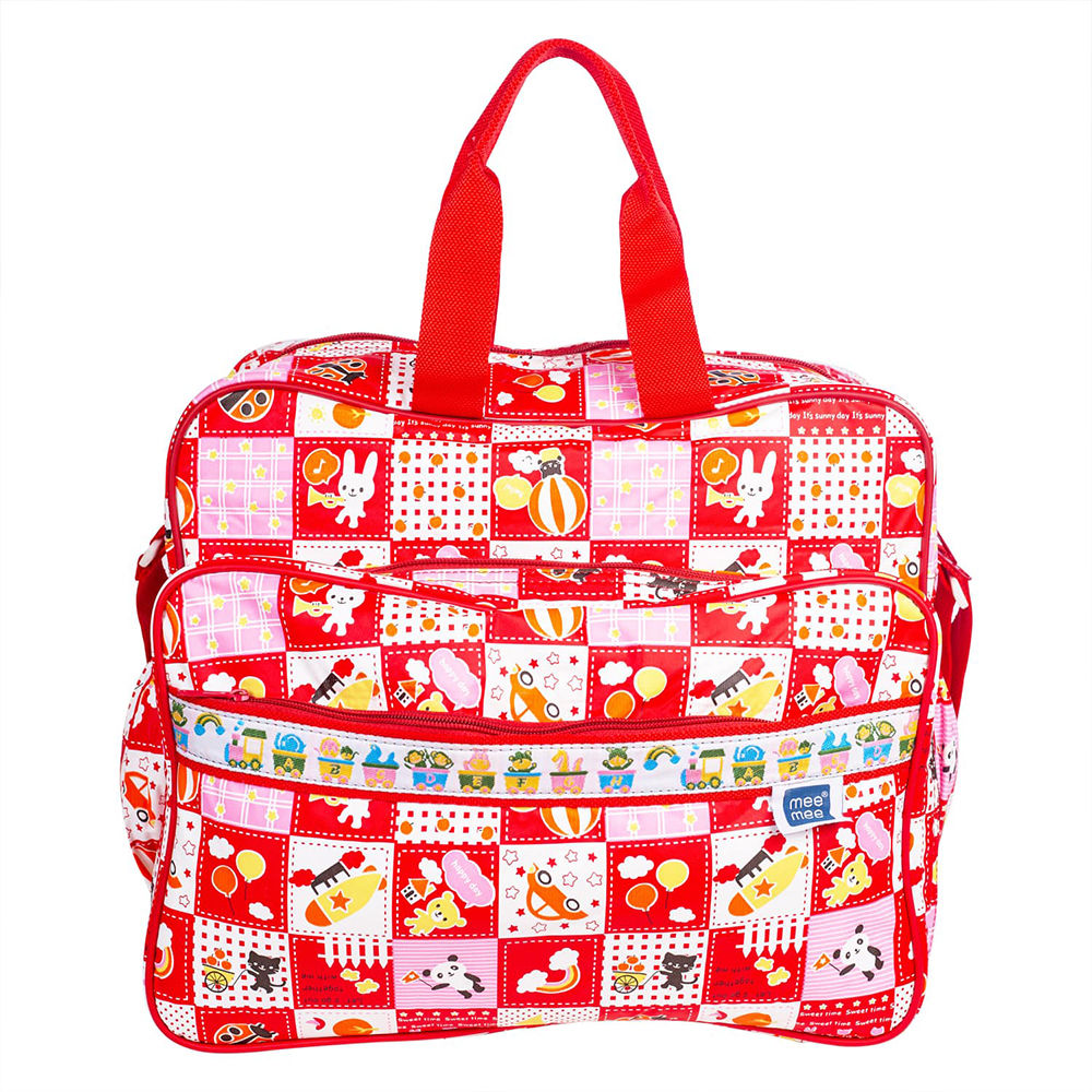 Multifunctional Diaper Bag with Multiple Pockets (Red)