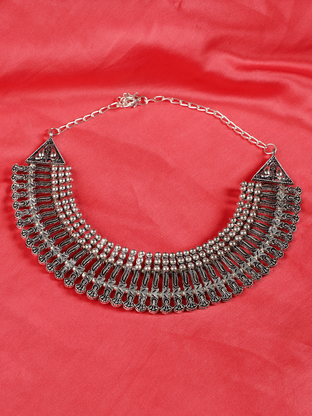 German Silver Silver-Plated Oxidised Necklace