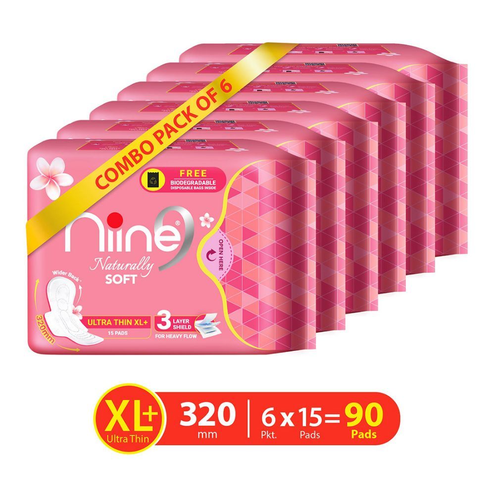 NIINE Naturally Soft Ultra Thin XL+ SUPER SAVER PACK, Sanitary Napkins ...