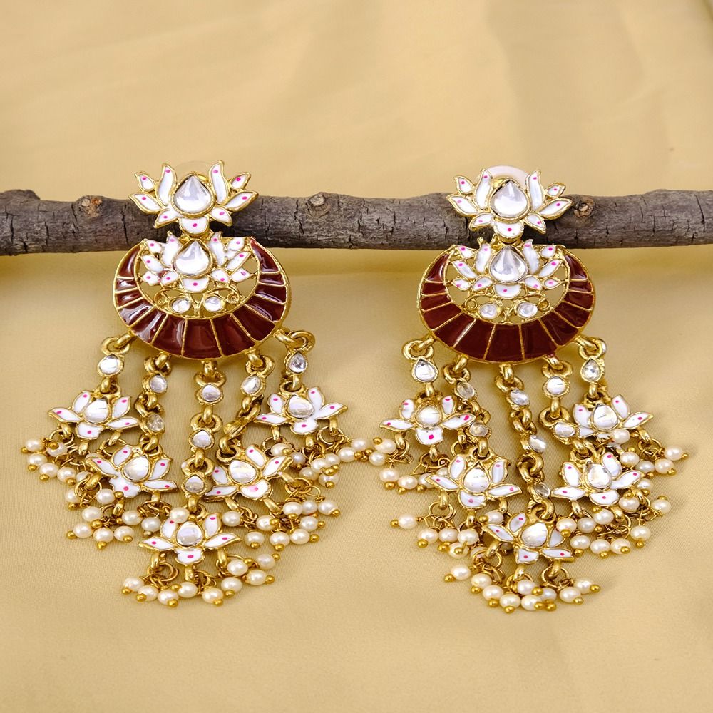 Crunchy Fashion Indian Ethnic Hand Crafted Meenakari Lotus Chain ...