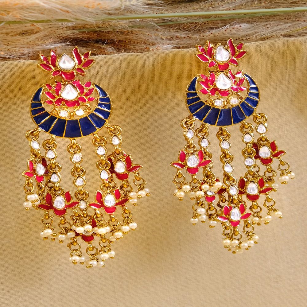 Crunchy Fashion Indian Ethnic Hand Crafted Meenakari Lotus Chain ...