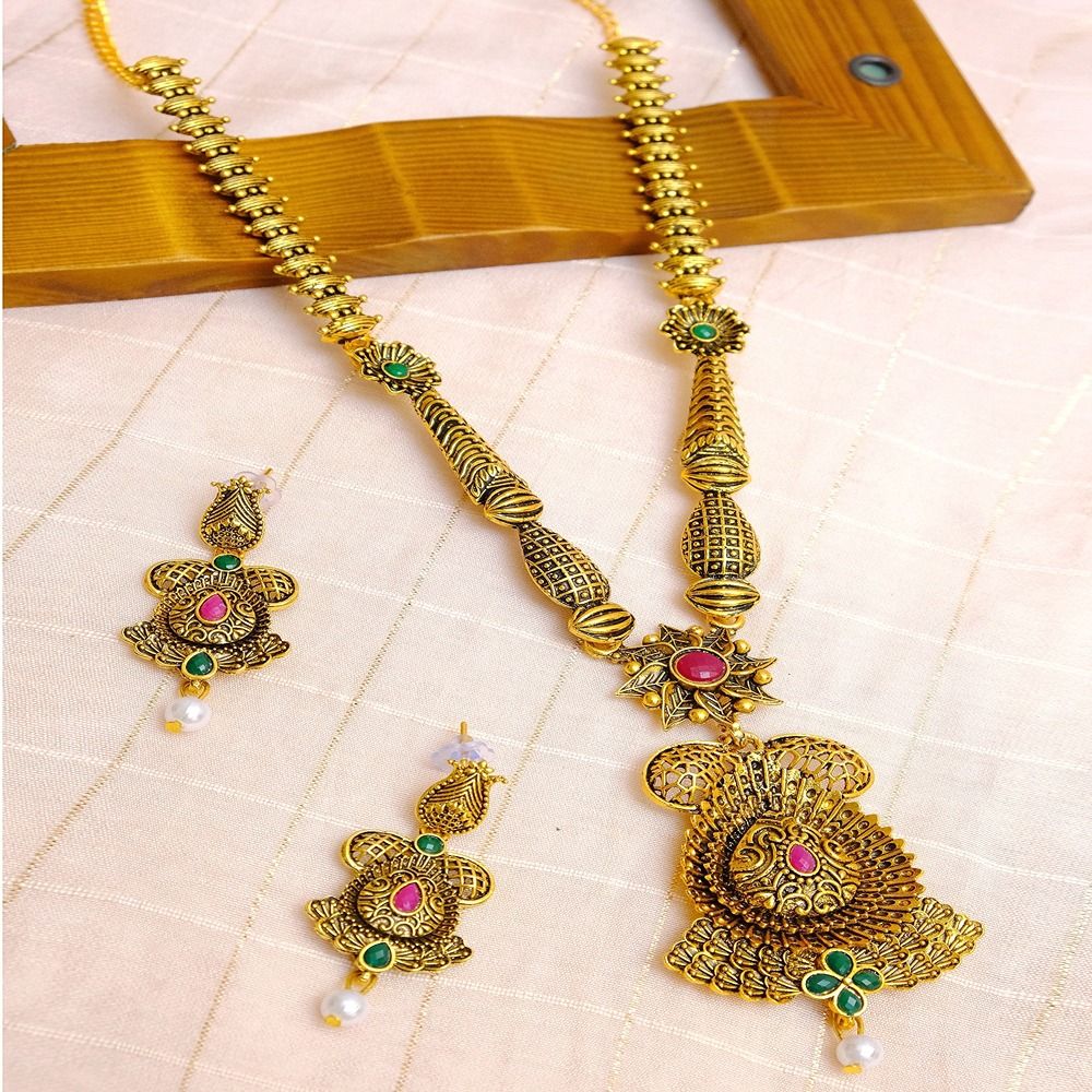 Crunchy Fashion Traditional Gold-Plated Jali Style Multicolor Pearls ...