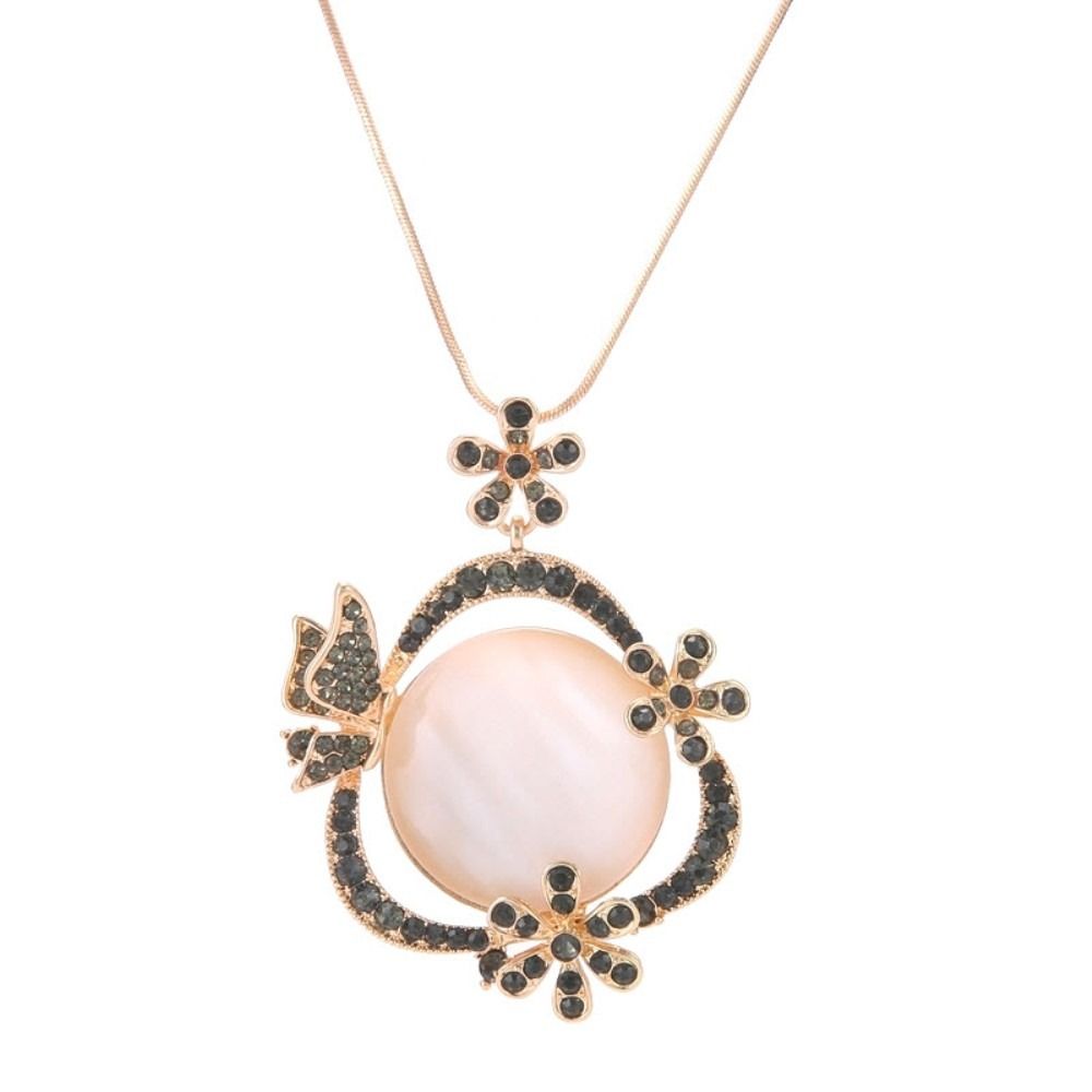 Crunchy Fashion Gold-Plated Elegant Pink Pearl Design Necklace cfn0646