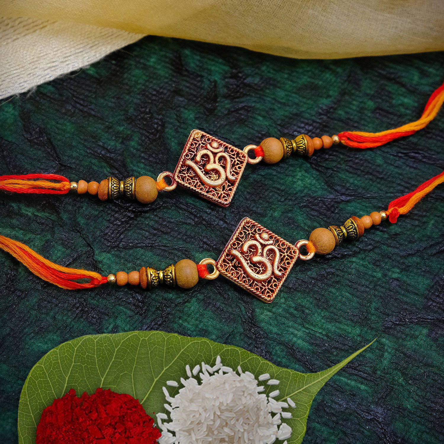 Crunchy Fashion Om Wodden Naming Amroha Cafts Fancy Rakhi with Roli ...