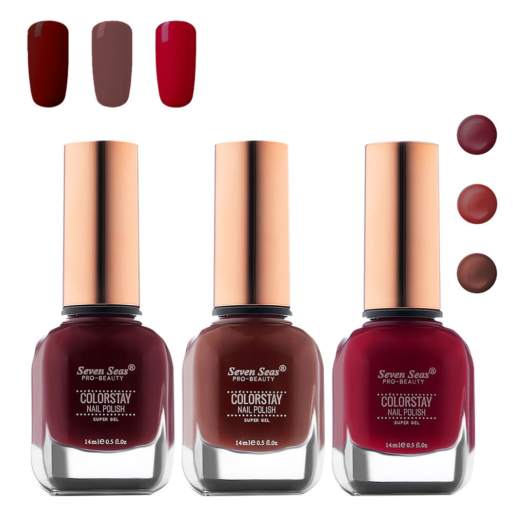 Seven Seas Color Stay Nail Paint Combo (Pack Of 3)