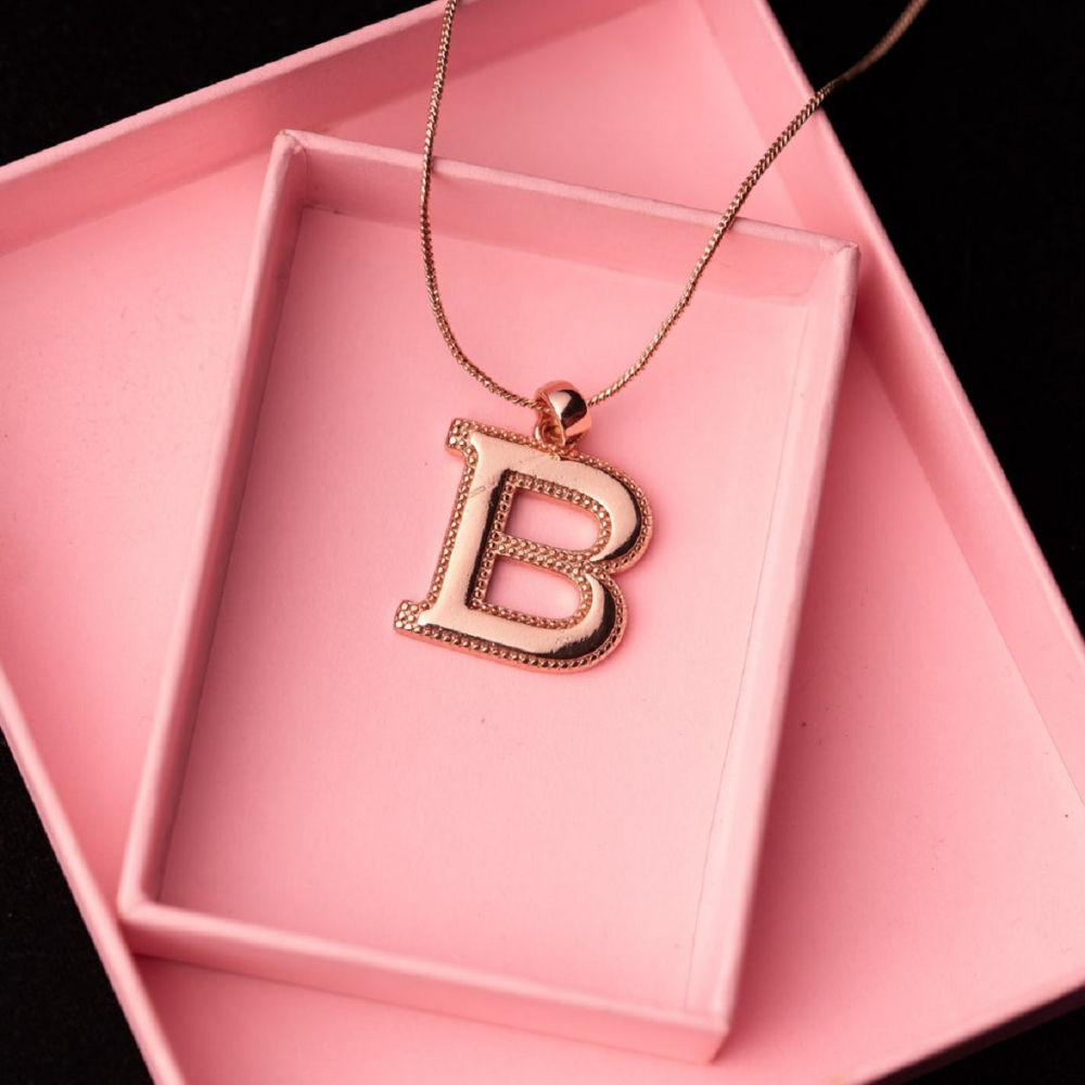 Estele Rose Gold Plated Beautiful "B" Charm Pendant for Women