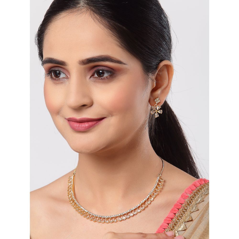 Zeneme Gold-Plated Transparent American Diamond Studded Handcrafted ...