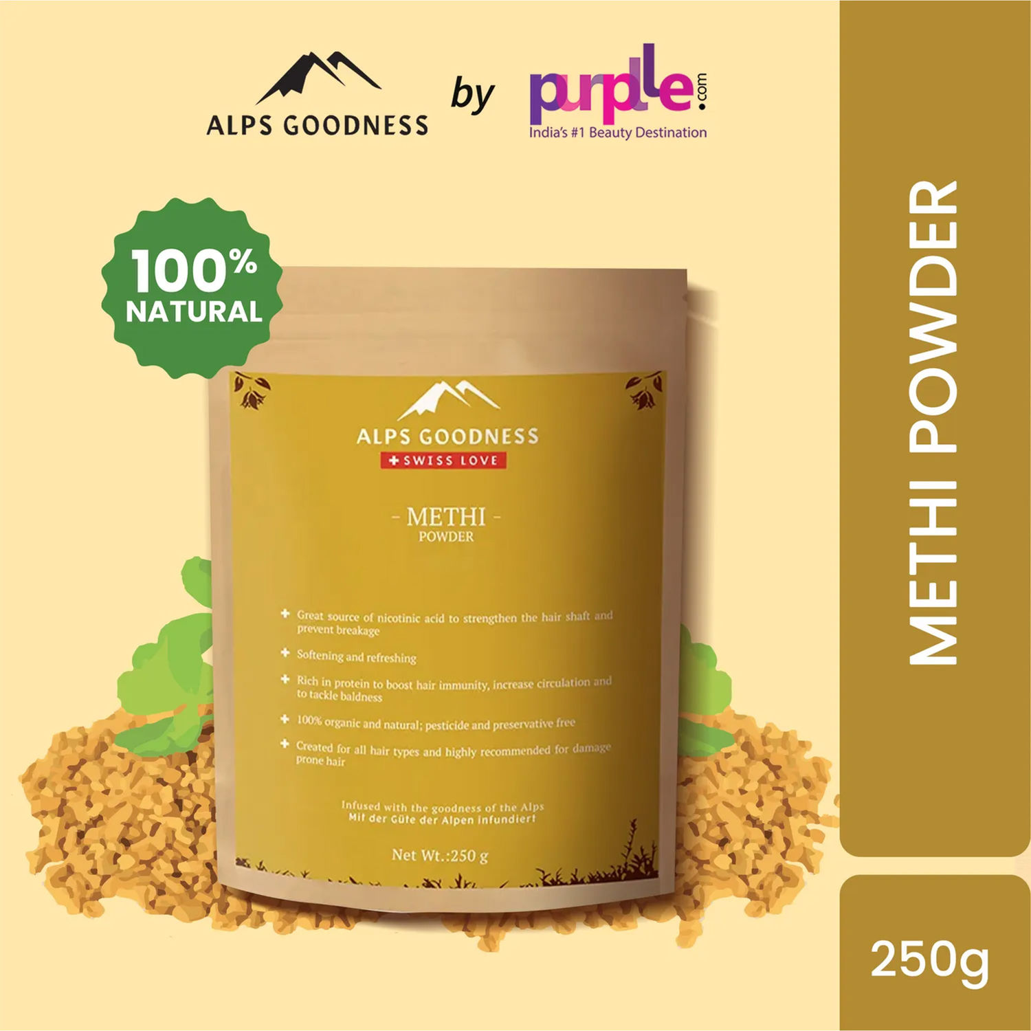 Buy Alps Goodness Powder - Methi (250 gm) Online | Purplle