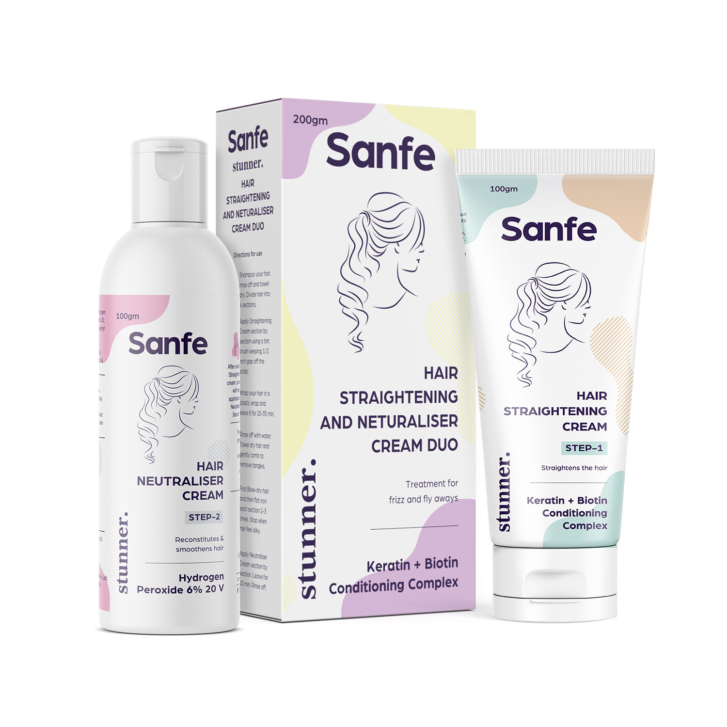 Sanfe Stunner Hair Straightening and Neutraliser Cream Duo 200gm ...