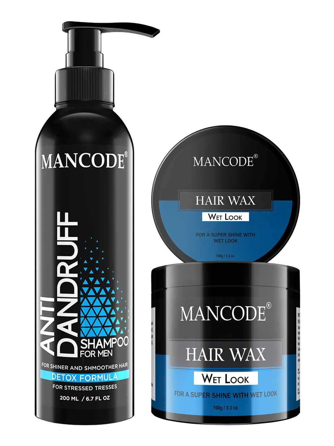 Mancode hair wax wet look 100gm & Anti dandruff shampoo,200ml (Pack of 2)