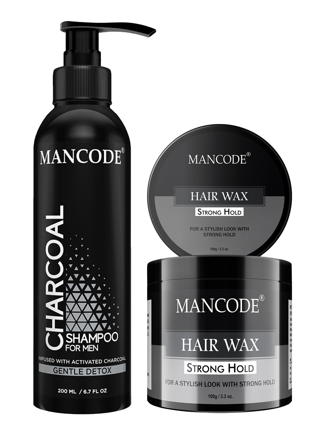 Mancode hair wax strong hold,100gm & Charcoal shampoo,200ml (Pack of 2)