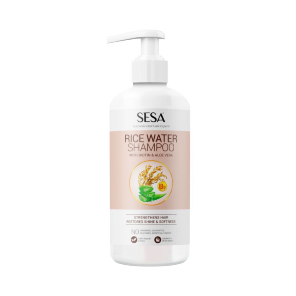 Sesa Rice Water Shampoo with Biotin & Aloe Vera for Soft & Shiny Hair ...