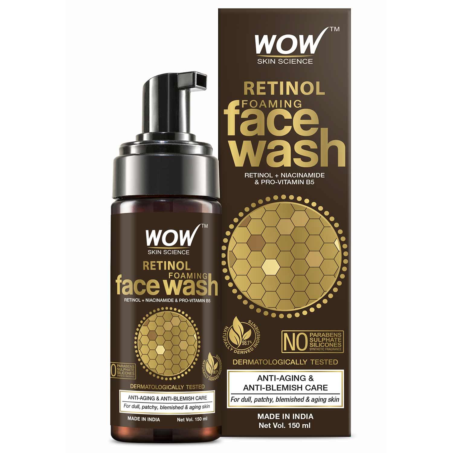 WOW Skin Science Retinol Foaming Face Wash For Fine Lines, Age Spots ...