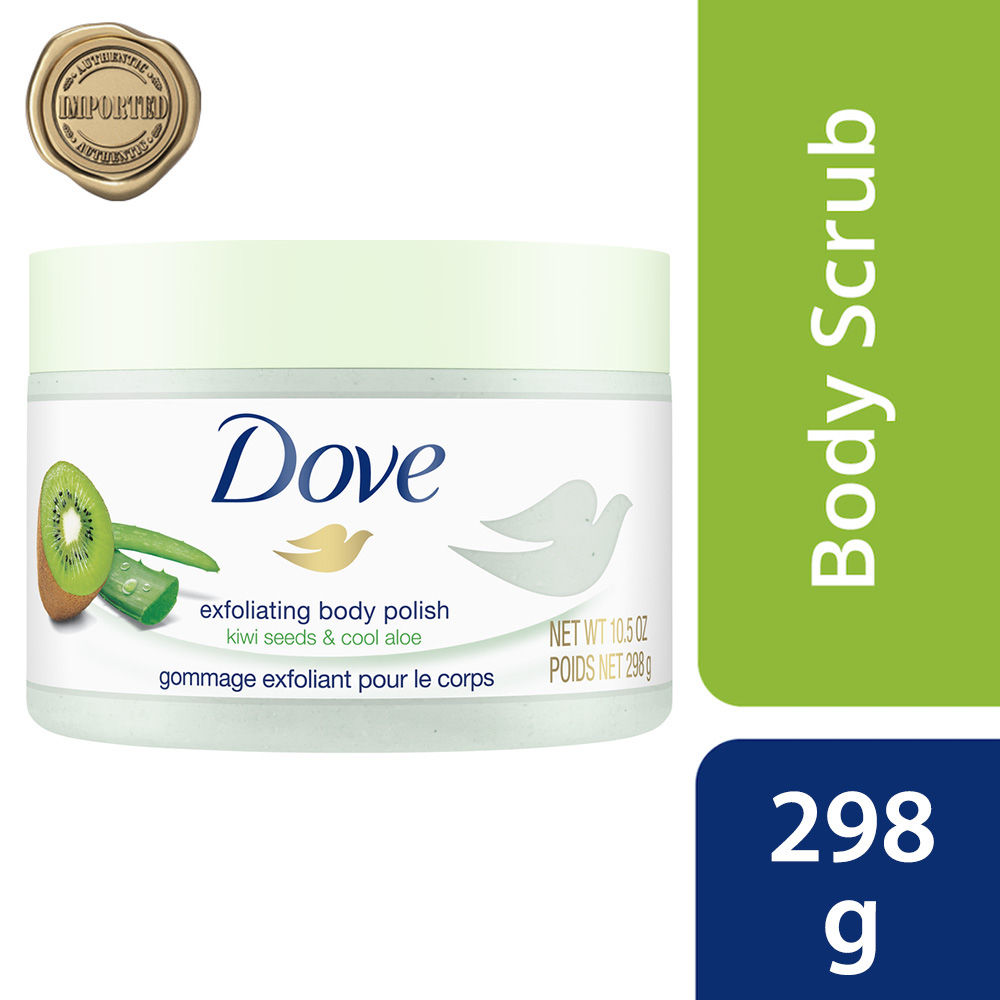 Dove Exfoliating Body Polish Scrub, Kiwi Seeds and Aloe Vera Scent, 298 gm