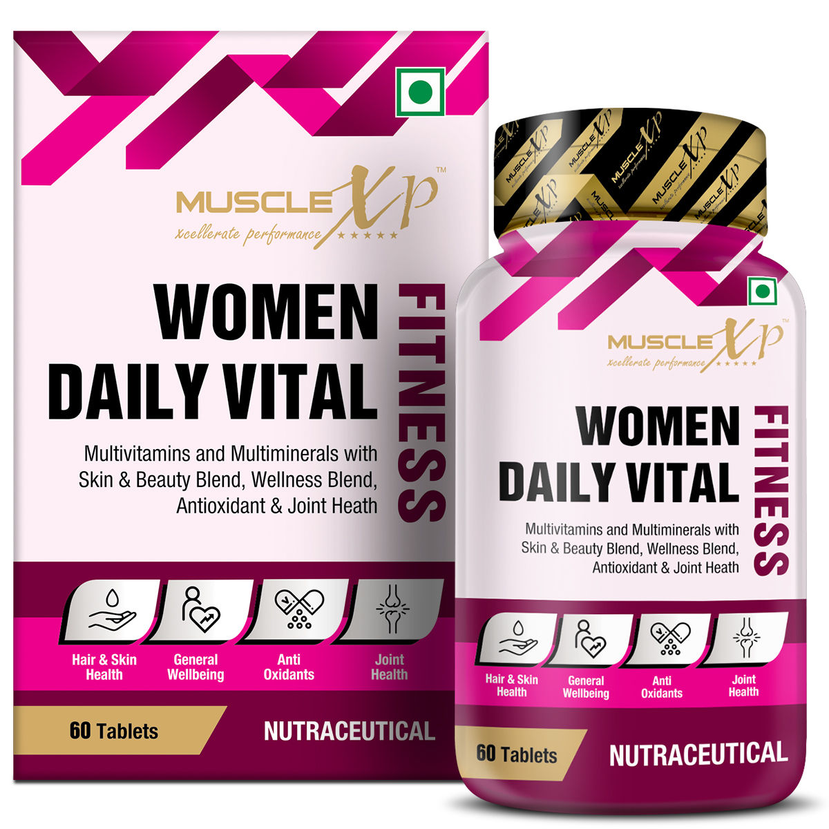 MuscleXP Women Daily Vital Fitness Multivitamin & Multiminerals, Skin ...