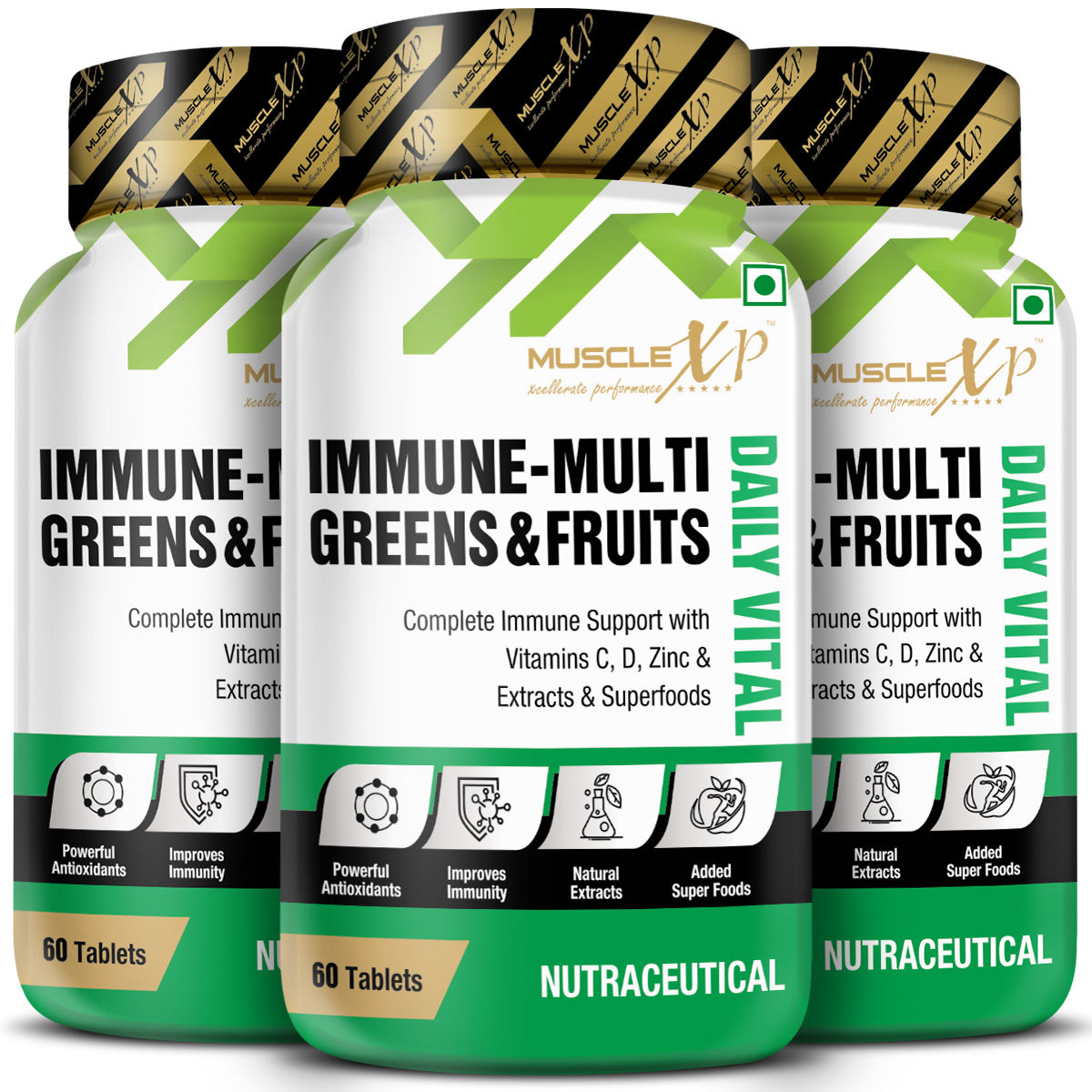 MuscleXP Immune - Multi Greens & Fruits - Complete Immune Support with ...