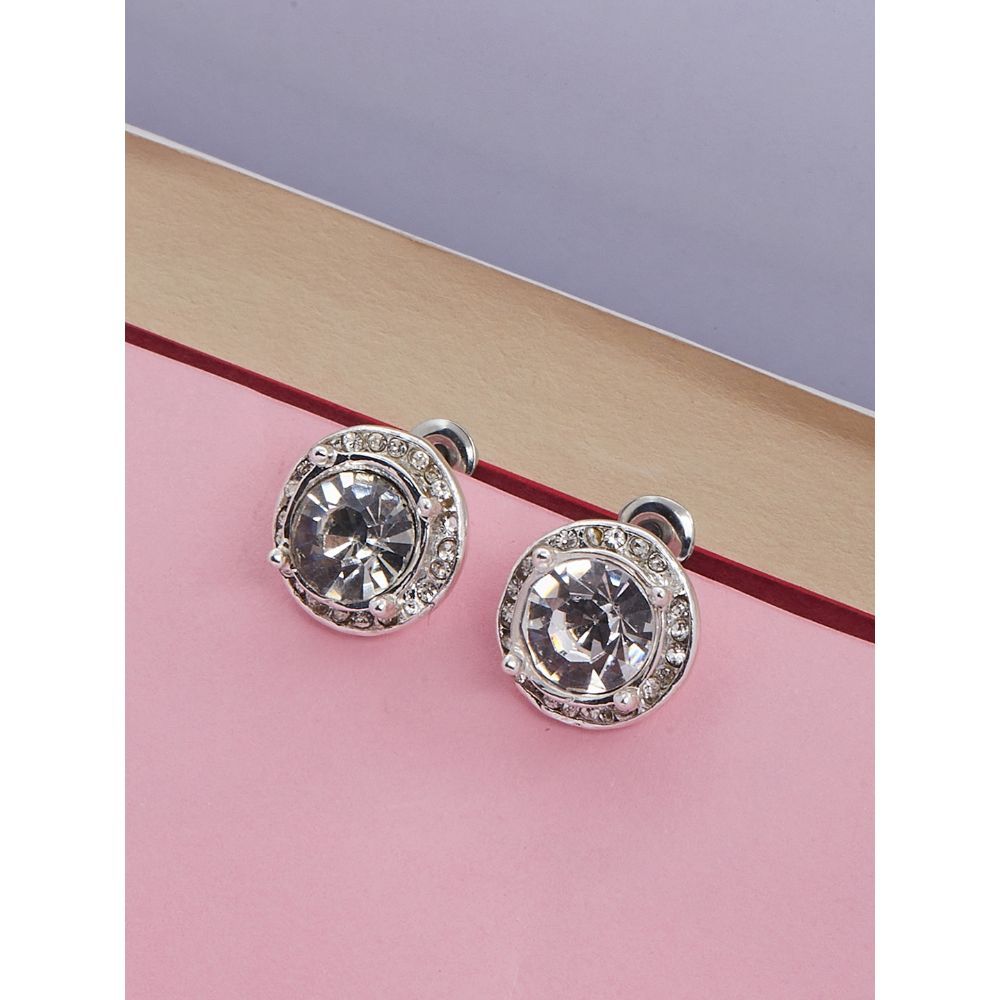 Lilly & Sparkle Silver Statement Crystal Stud Earrings