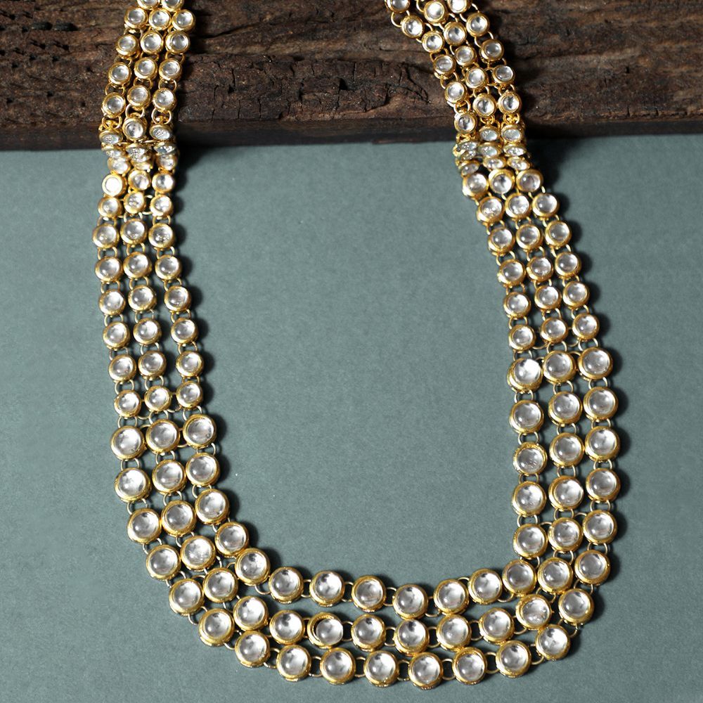 Karatcart Traditional Gold Plated Kundan Maharaja Moti Mala for Men