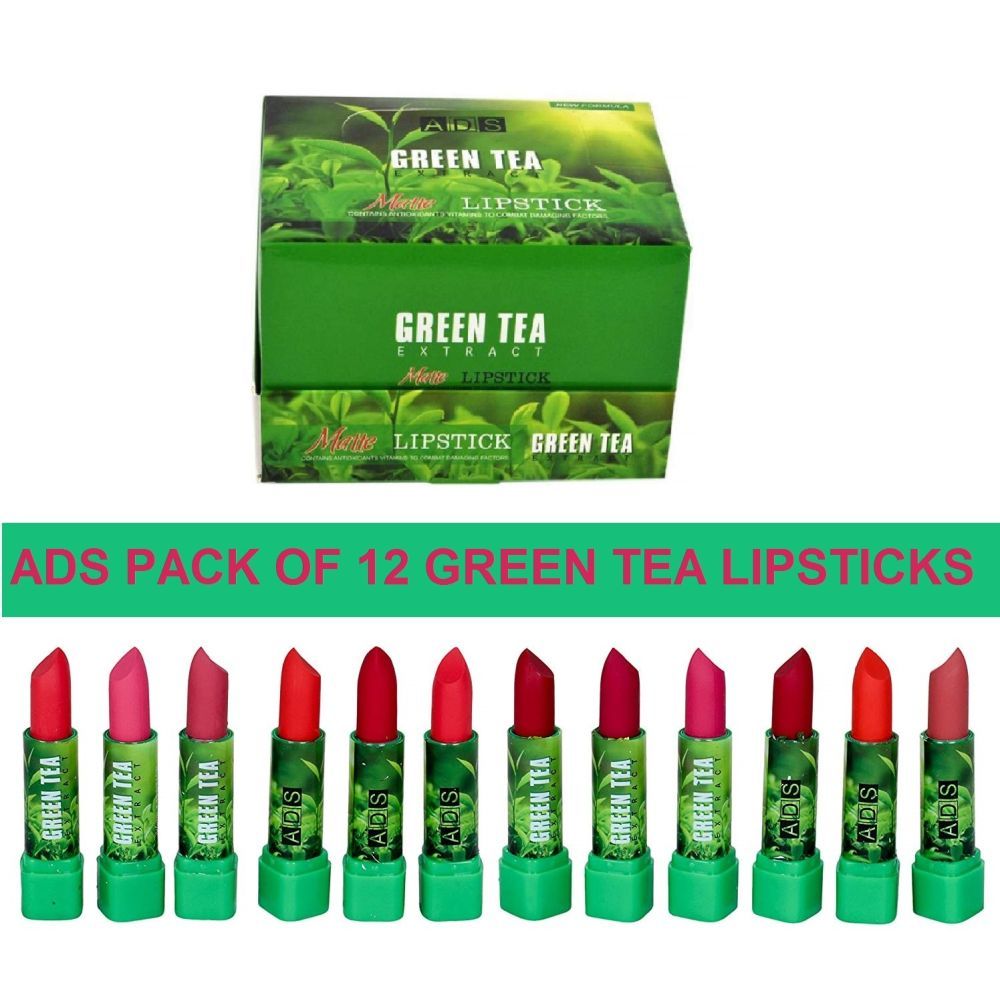 ADS PACK OF 12 PROFESSIONAL GREEN TEA EXTRACT MATTE LIPSTICK